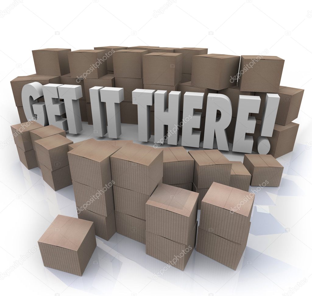 Get It There Shipping Cardboard Boxes Fast Shipment Stock Photo by ...