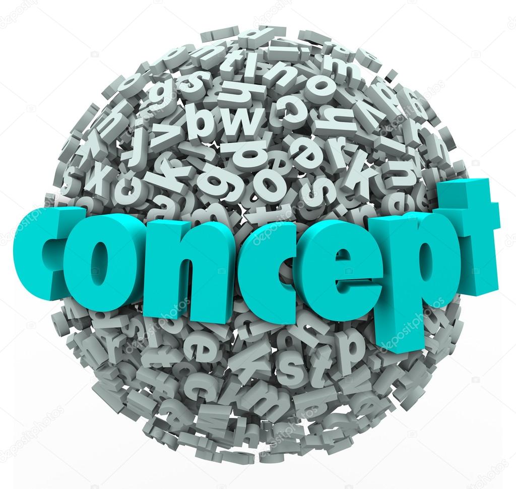 Concept Mot lettre Ball Sphere développement d'idées — Photo de stock ...