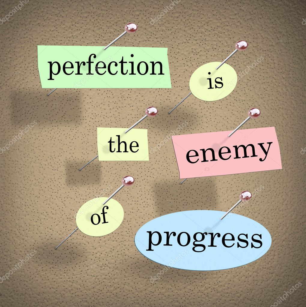 Perfection is the Enemy of Progress Saying Quote Bulletin Board — Stock ...