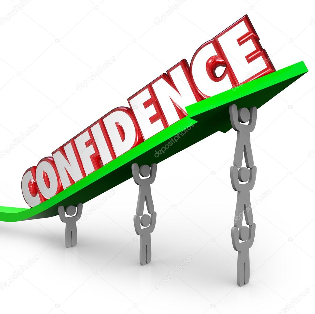 Confidence word lifted on arrow — Stock Photo © iqoncept #48126303