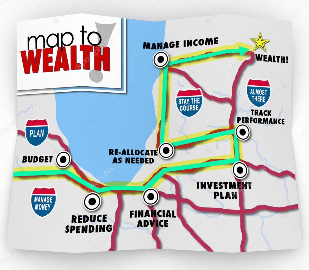 Map to wealth with directions and destination Stock Photo by ©iqoncept ...