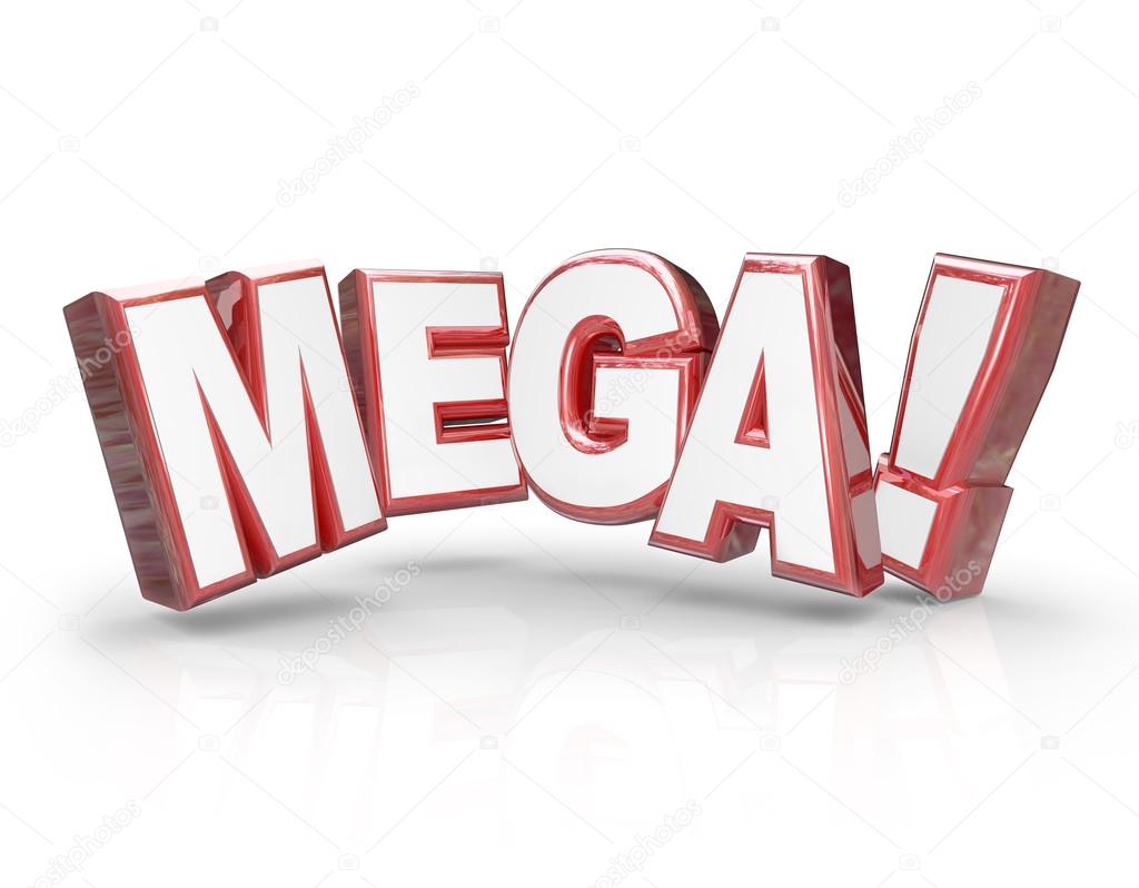 Mega word in red 3d letters — Stock Photo © iqoncept #48128075