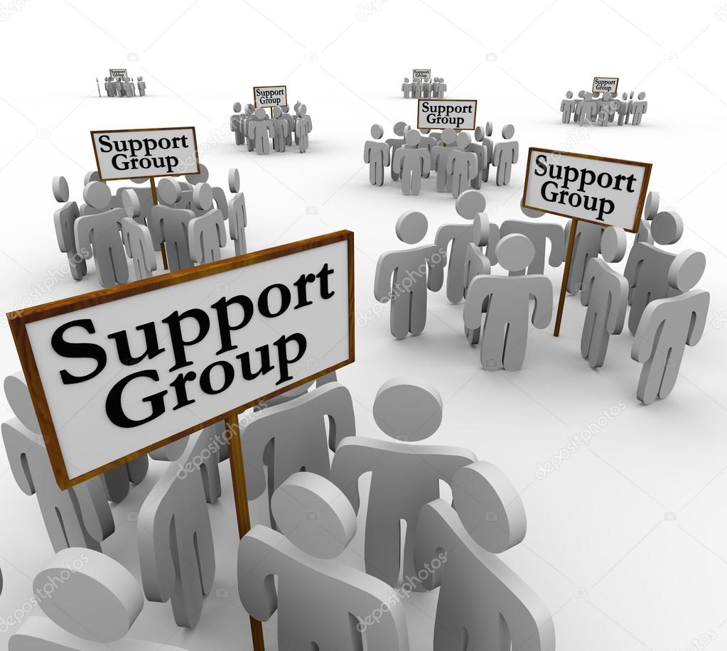 Support Group People Meeting Around Signs — Stock Photo © iqoncept ...