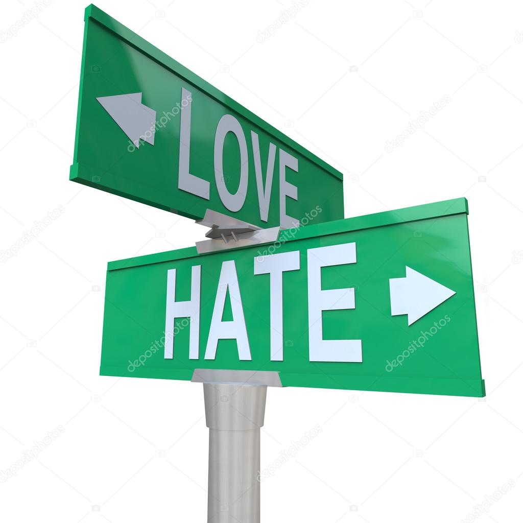 Love Vs Hate Road Signs Opposite Changing Feeling Relationship Stock ...