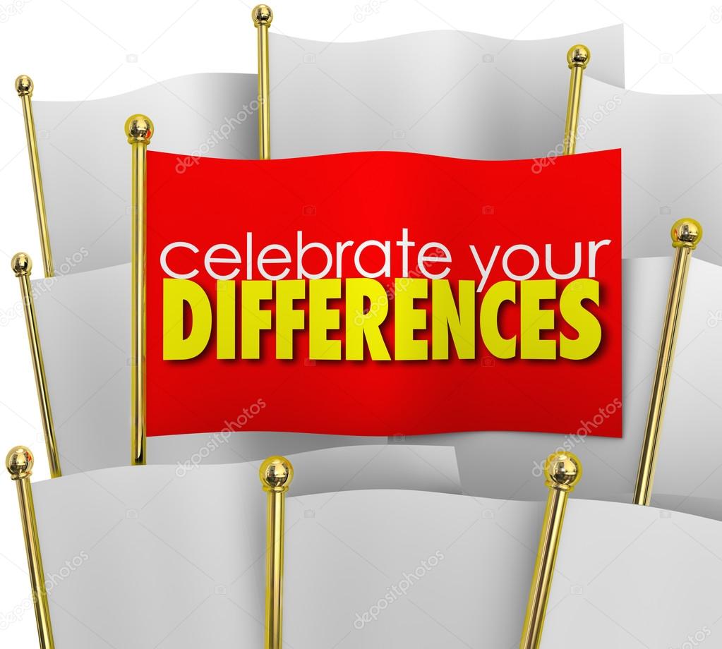 Celebrate Your Differences word on a unique flag — Stock Photo ...