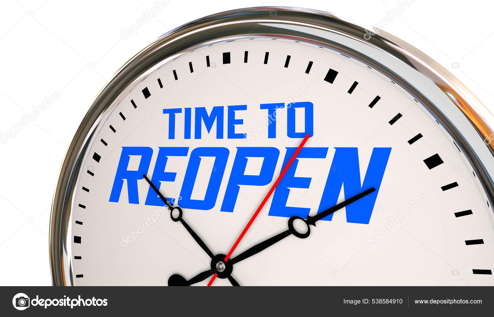 Time Reopen Clock Return Normal Get Back Business Illustration — Stock ...