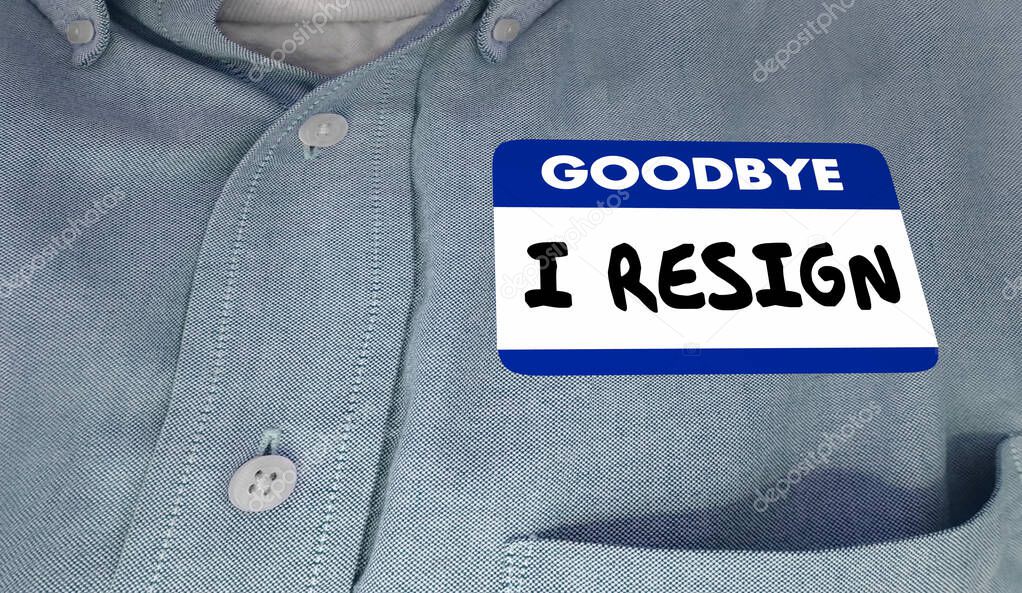 Adiós Renuncio Nombre Etiqueta Renunciar Dejar de Trabajo Final Carrera ...