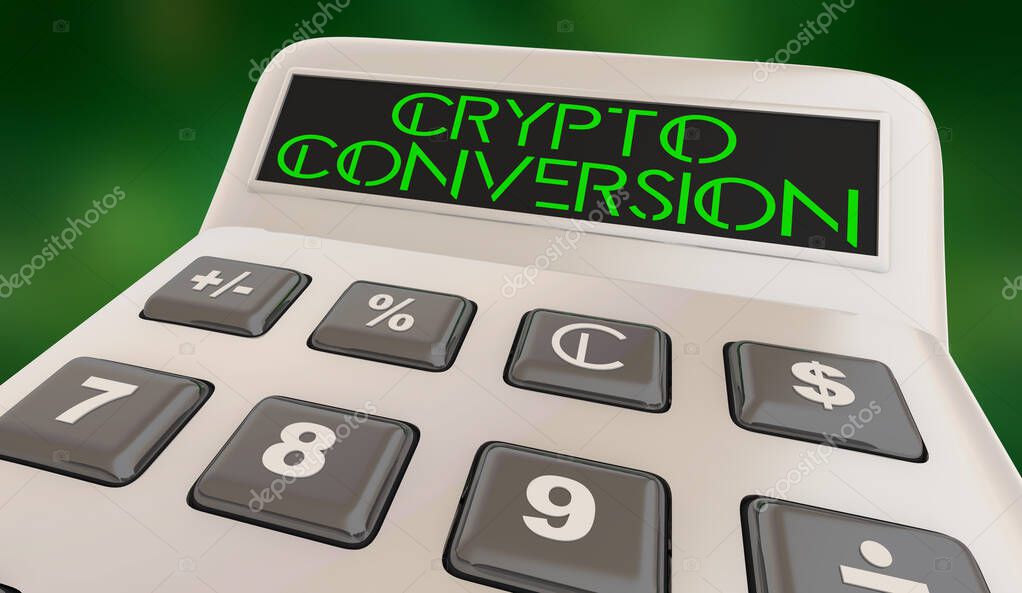 Calculadora de conversión de Crypto Tipo de cambio Moneda Calcular ilustración 3d 2024