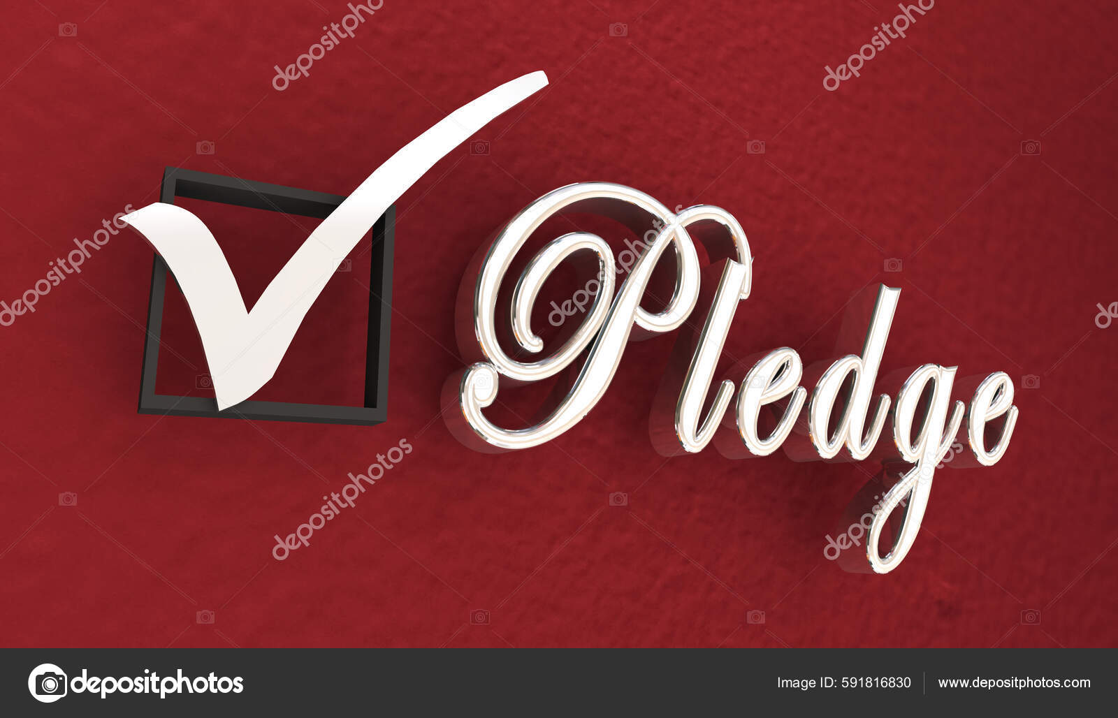 Pledge Check Mark Box Fulfill Promise Meet Obligation Done Complete ...