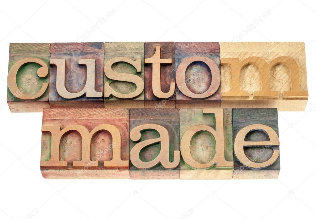 Custom made in wood type — Stock Photo © PixelsAway #18229643