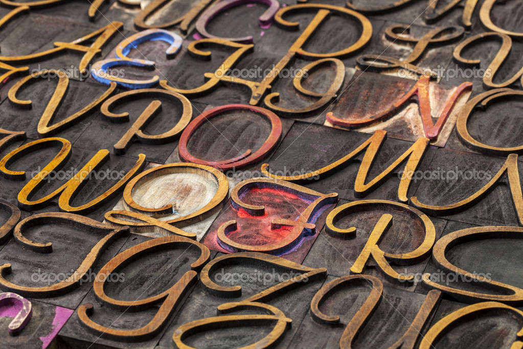 Script font wood type Stock Photo by ©PixelsAway 21145877