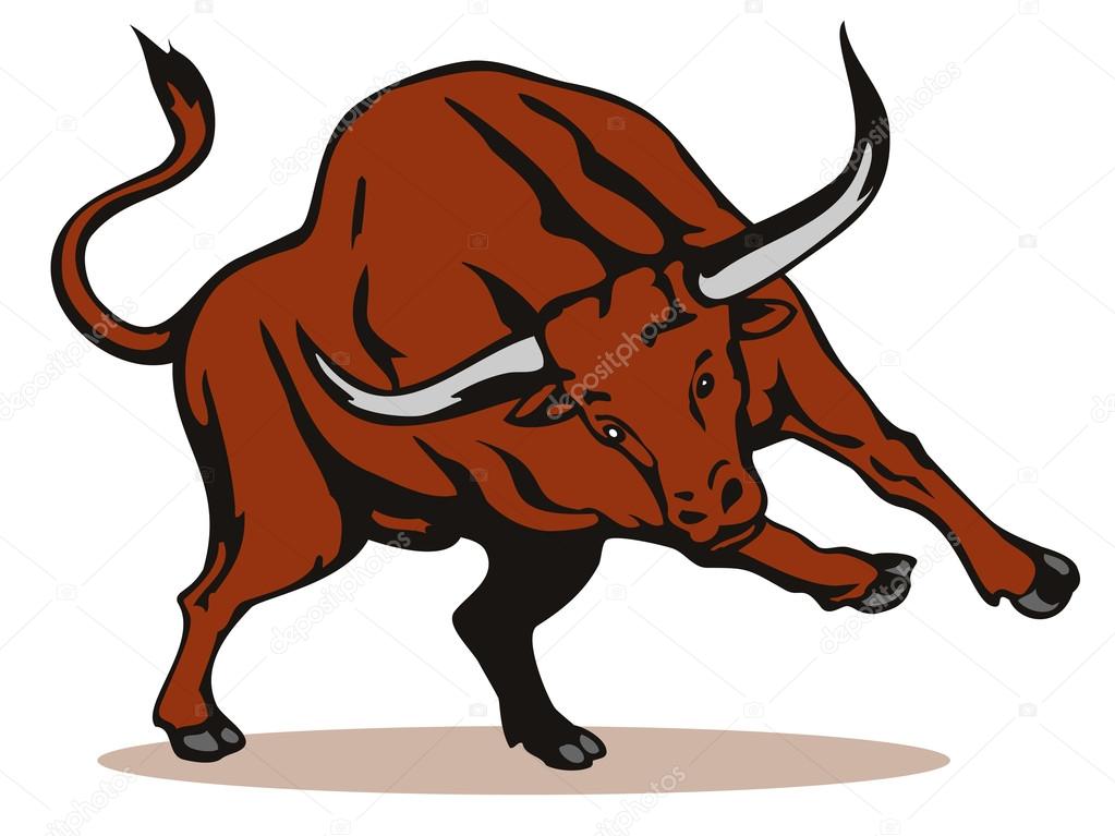 Toro Longhorn de Texas atacando retro Vector de stock por ©patrimonio ...