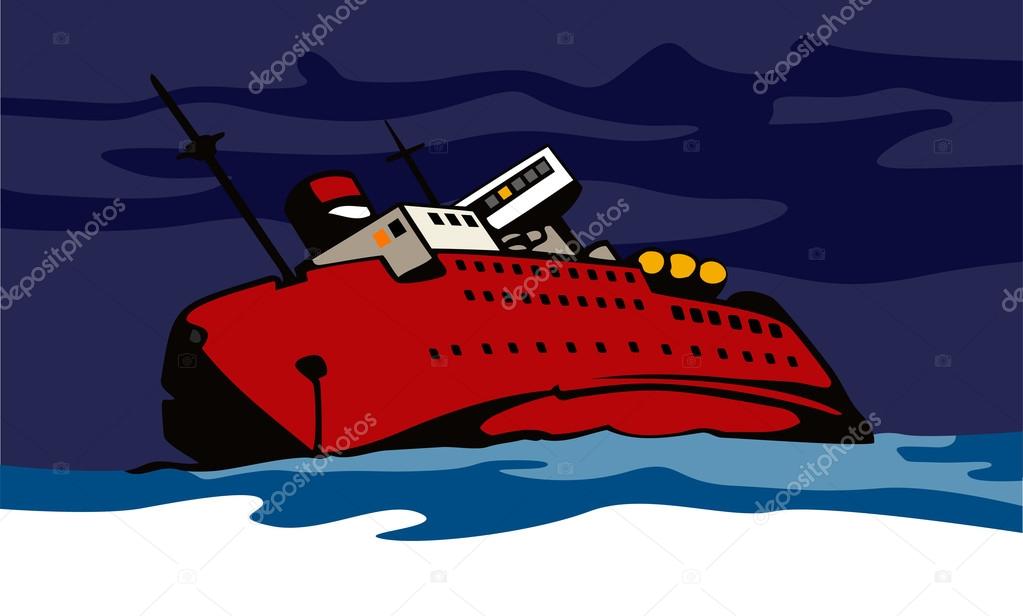 Passenger Ship Cargo Boat Sinking Retro — Stock Vector © Patrimonio 13800787