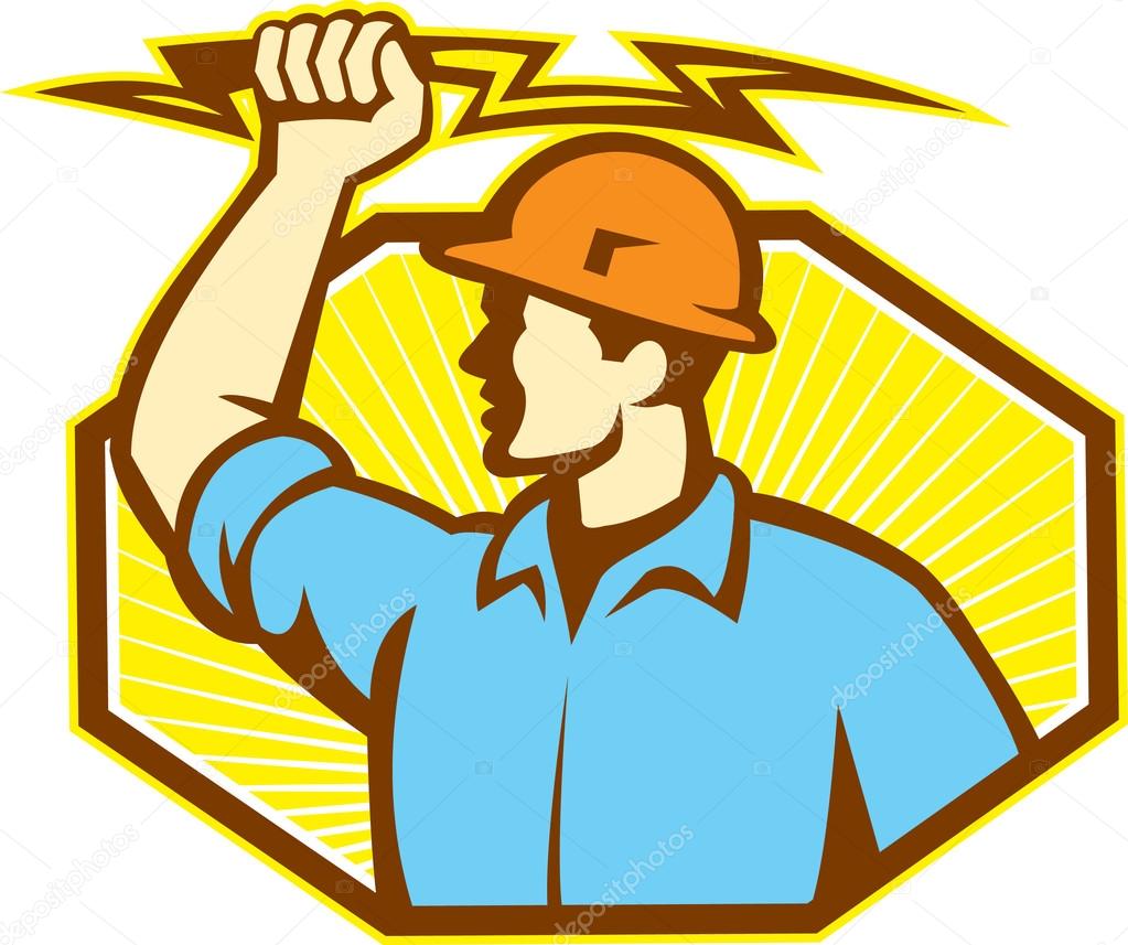 Electrician Wielding Lightning Bolt Stock Vector by ©patrimonio 28836191