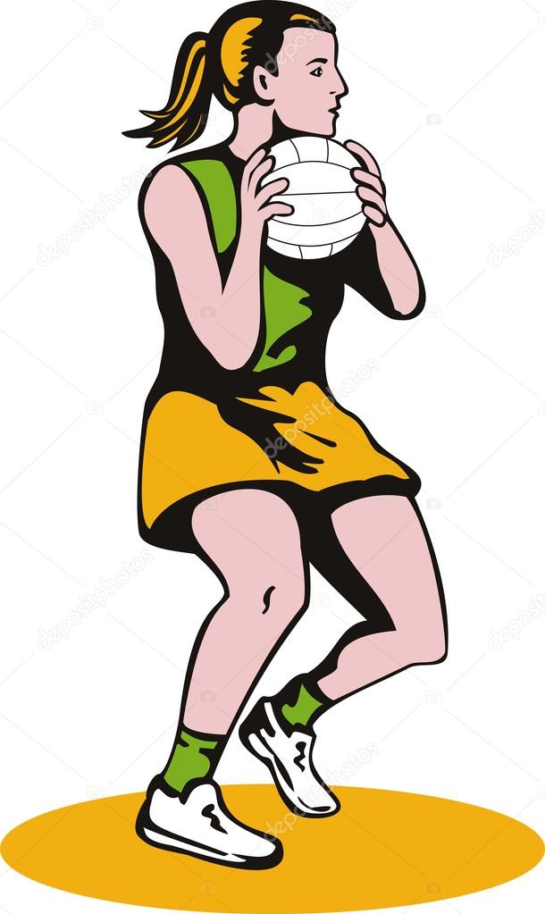 Netball Player Catching Ball — Stock Vector © patrimonio #28931339