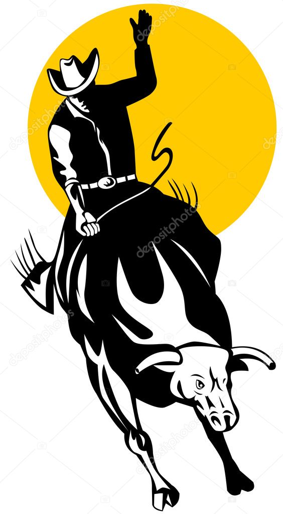 Rodeo vaquero toro montar retro Vector de stock por ©patrimonio 28937479