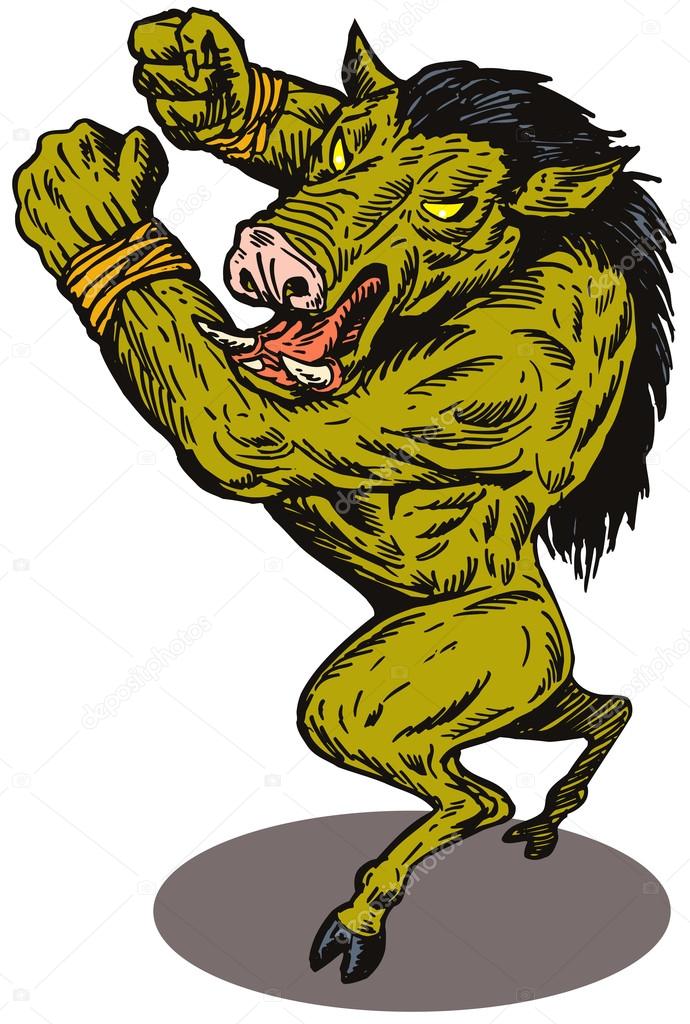 Jabalí jabalí hombre retro Vector de stock por ©patrimonio 28937503