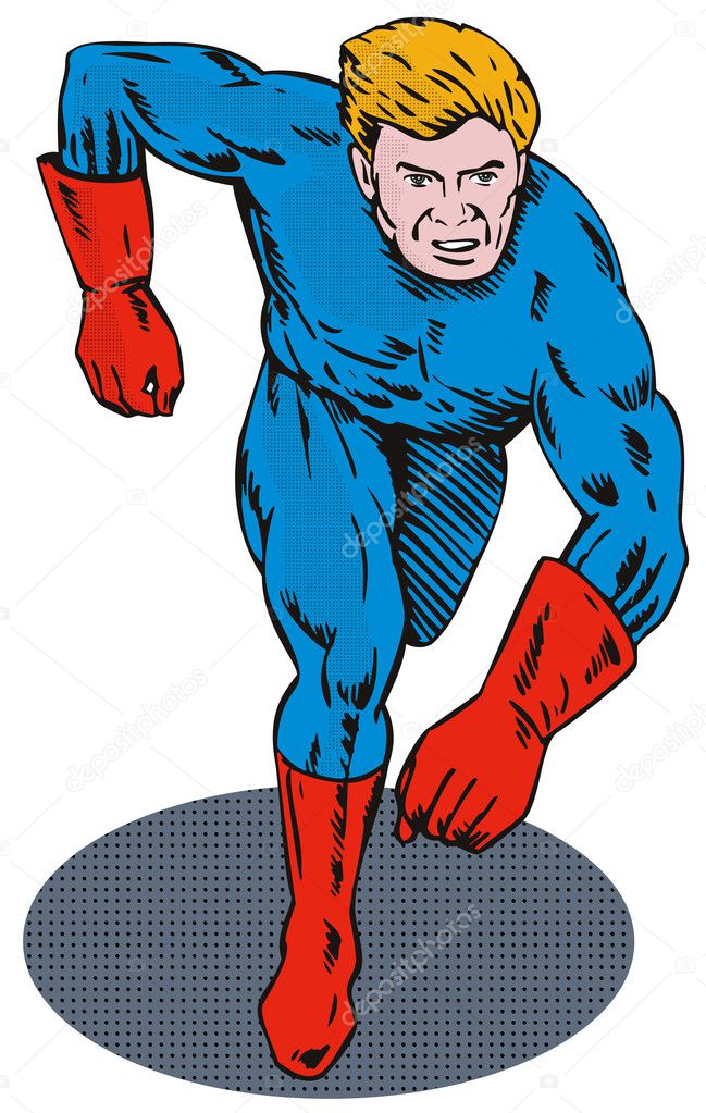 Super Hero Running Retro Stock Vector by ©patrimonio 28939475