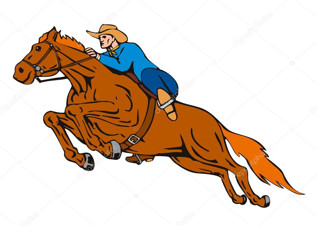 Rodeo Cowboy Riding Horse Stock Illustration by ©patrimonio #30008435