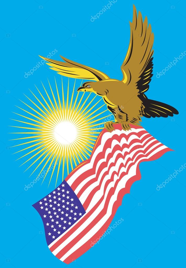 American Bald Eagle Carry Flag Retro Stock Vector Image by ©patrimonio ...