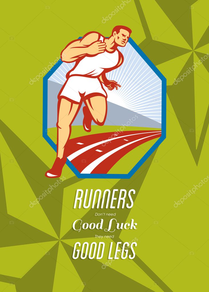 Marathon Runner Race Track Retro Poster Stock Photo by ©patrimonio 39128769