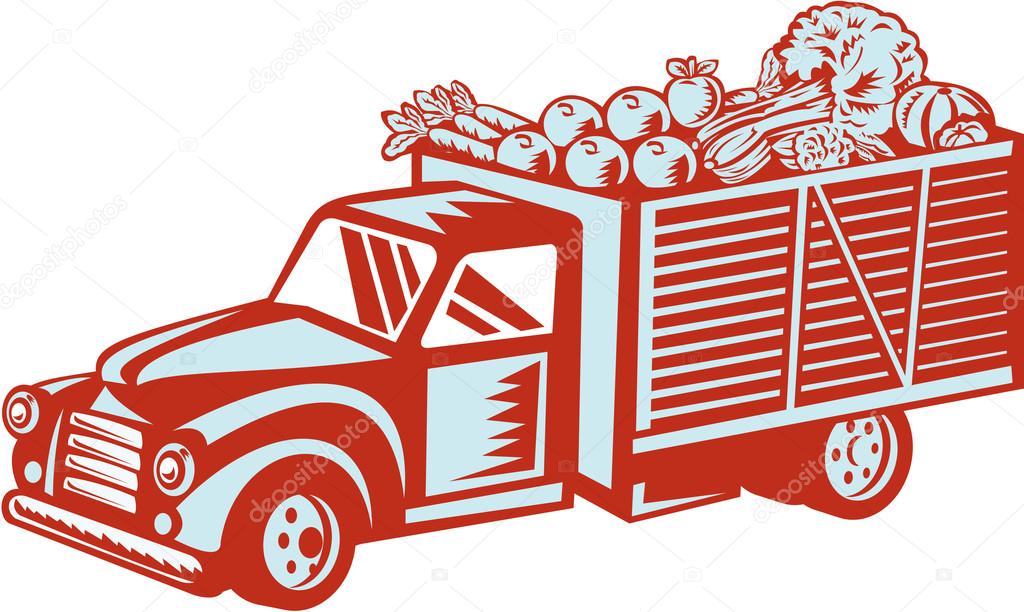 Vintage Pickup Truck Delivery Harvest Retro Stock Vector Image by ...