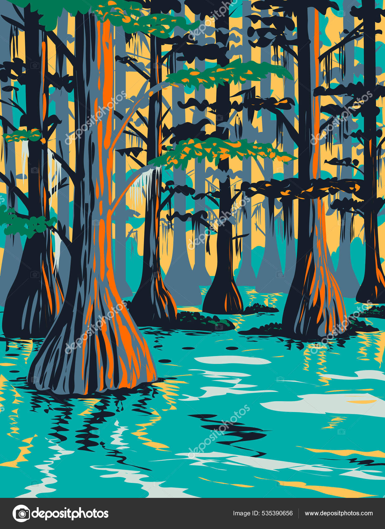 Cypress Tree Swamp Drawing