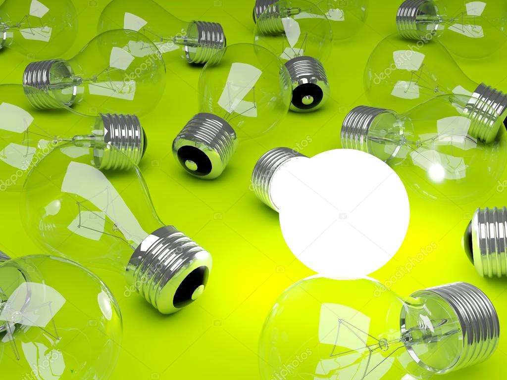 Light bulbs on green background Stock Photo by ©Mishchenko 13199701