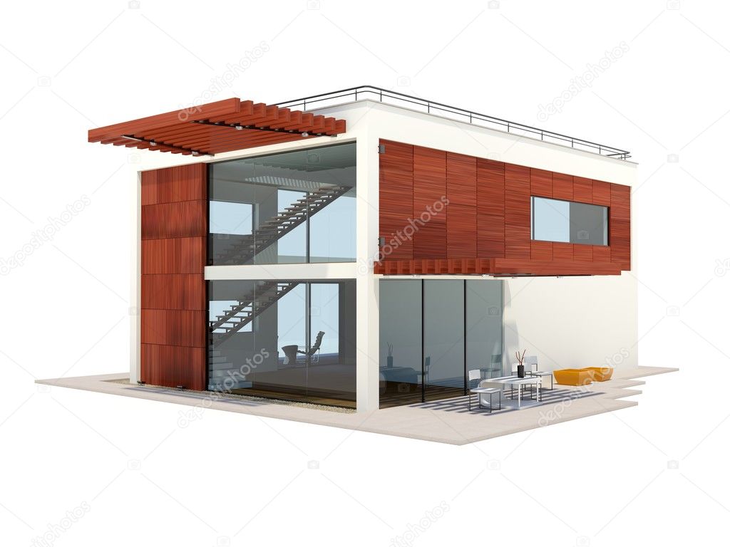 Modern house isolated on white — Stock Photo © Mishchenko #42162757