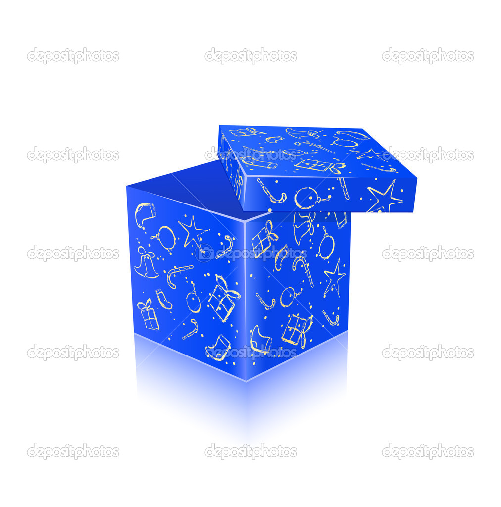 Open Present Box Blue
