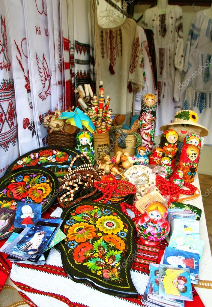 Stall on the sale of souvenirs from Ukraine. — Stock Photo © olesia ...