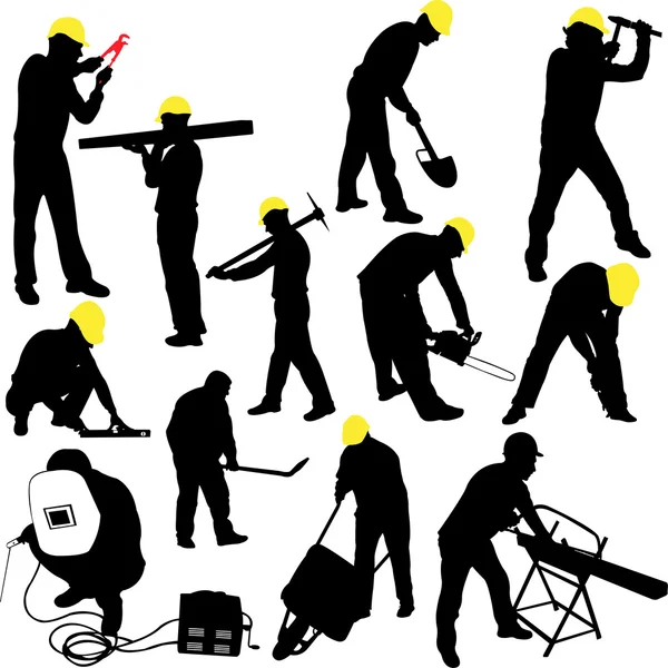 Construction worker silhouette Vector Art Stock Images | Depositphotos