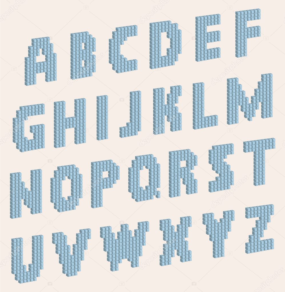 Vector alphabet letters which consist of volume blocks Stock Vector by ...