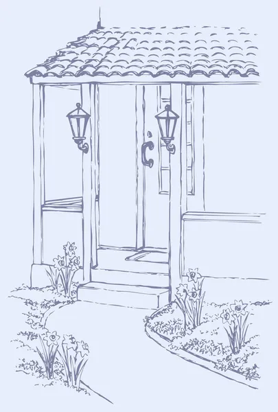 Line Drawing House Clipart Porch