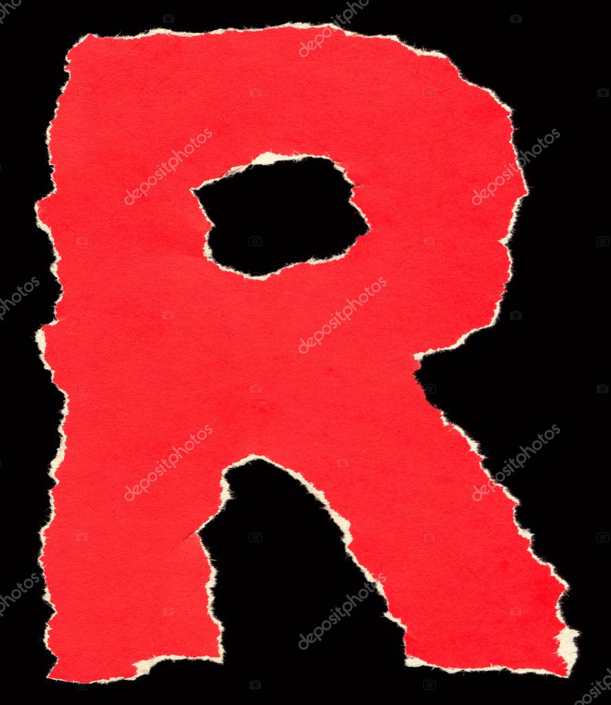 Letters from torn scraps of colored paper. Letter R — Stock Photo ...