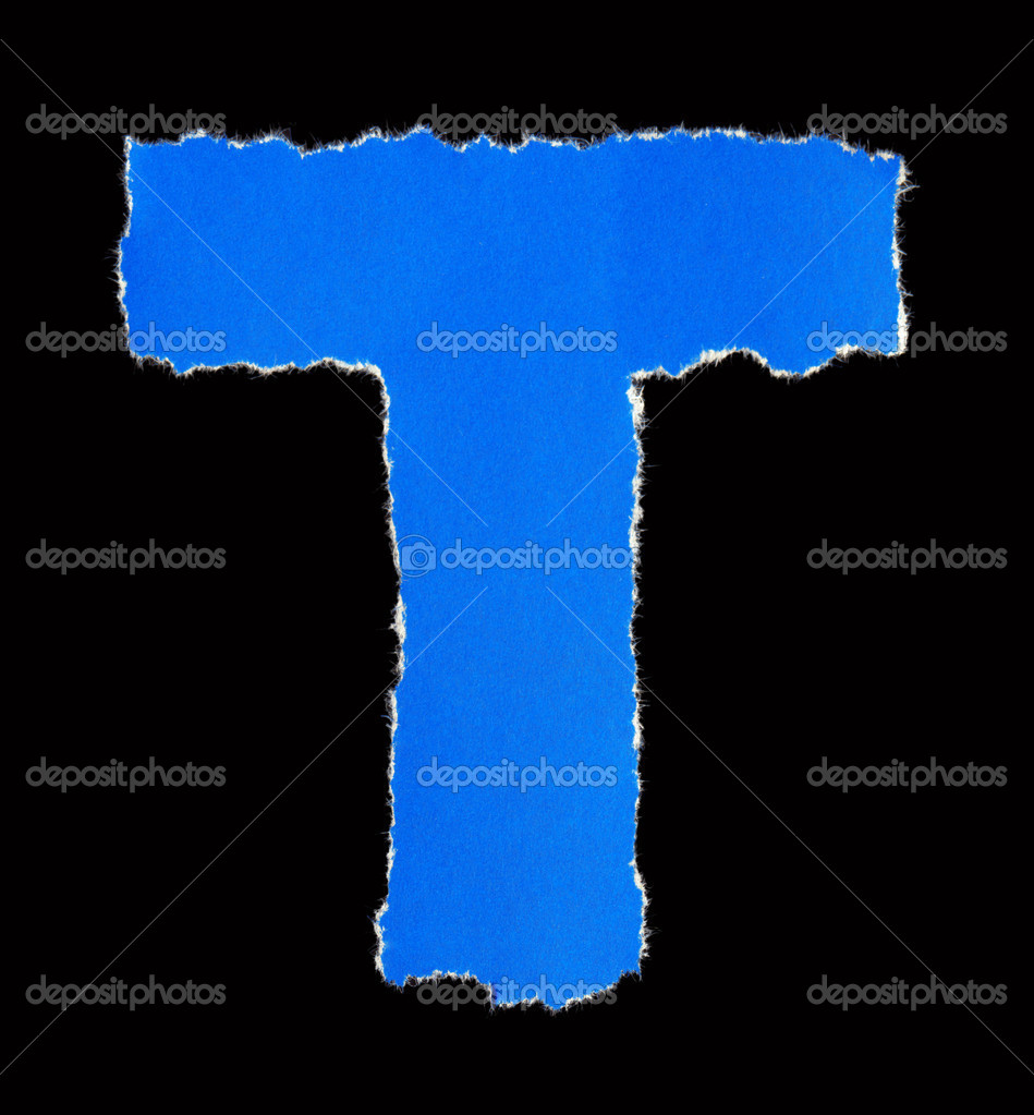 Letters from torn scraps of colored paper. Letter T — Stock Photo ...