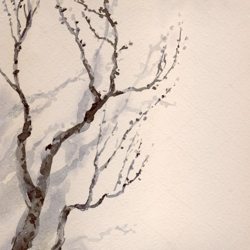 Watercolor Tree Branch