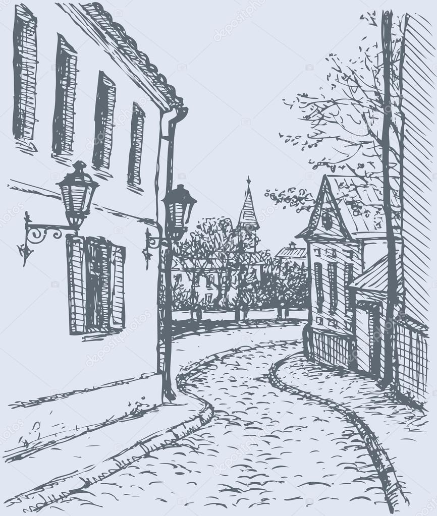 Cobblestone Road Drawing