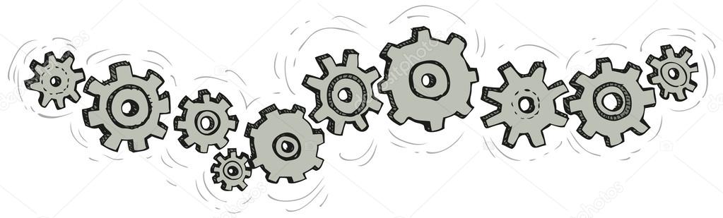 Ruedas de engranajes de dibujos animados vectoriales aisladas sobre ...
