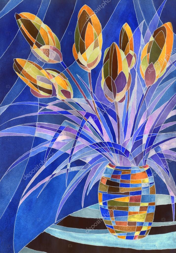 Abstract flowers in a vase Stock Illustration by ©Marinka #48924347