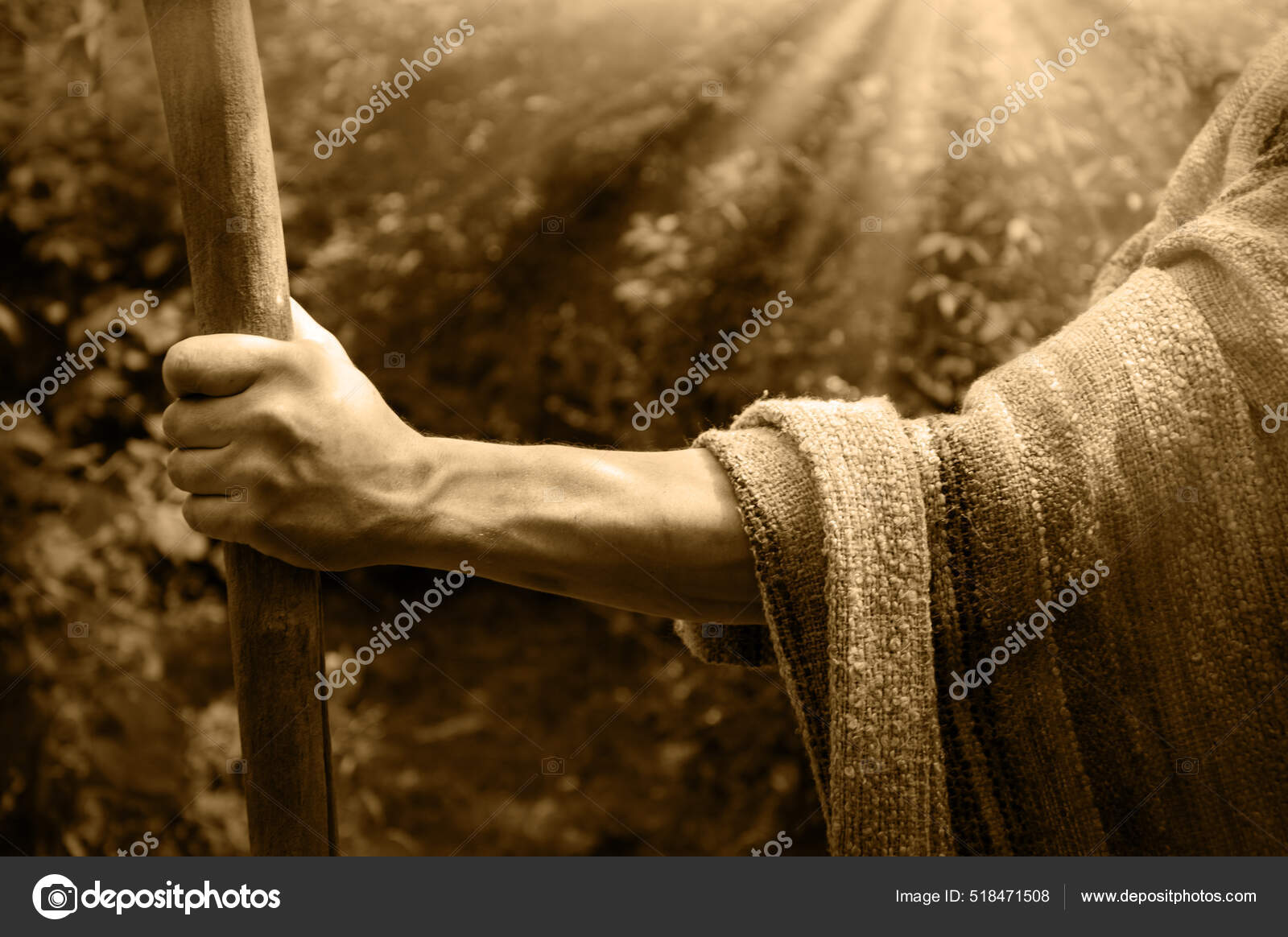 Close Retro Rustic Tool Medieval Rural Herd Devote Adult Age — Stock ...