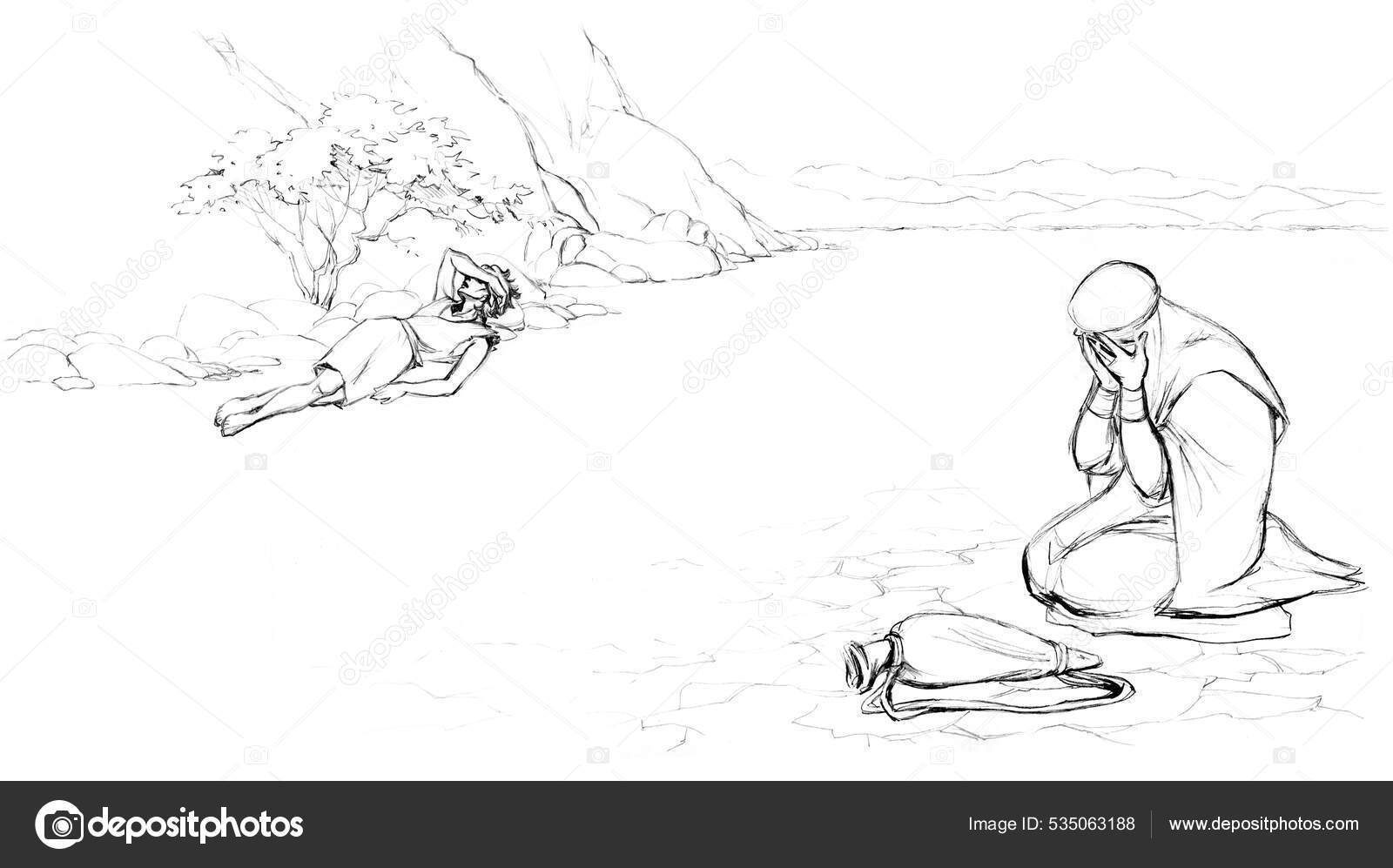 Hagar Coloring Ishmael Pages Bible Printable Isaac Supercoloring Kids ...