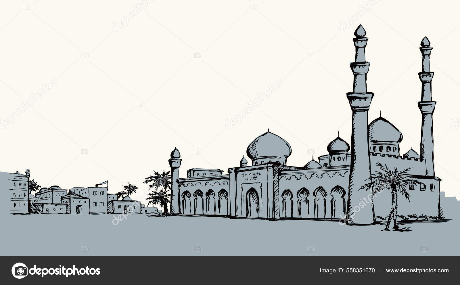 Vintage Age Egypt Cairo Orient Desert Church Wall Palm Tree Stock ...