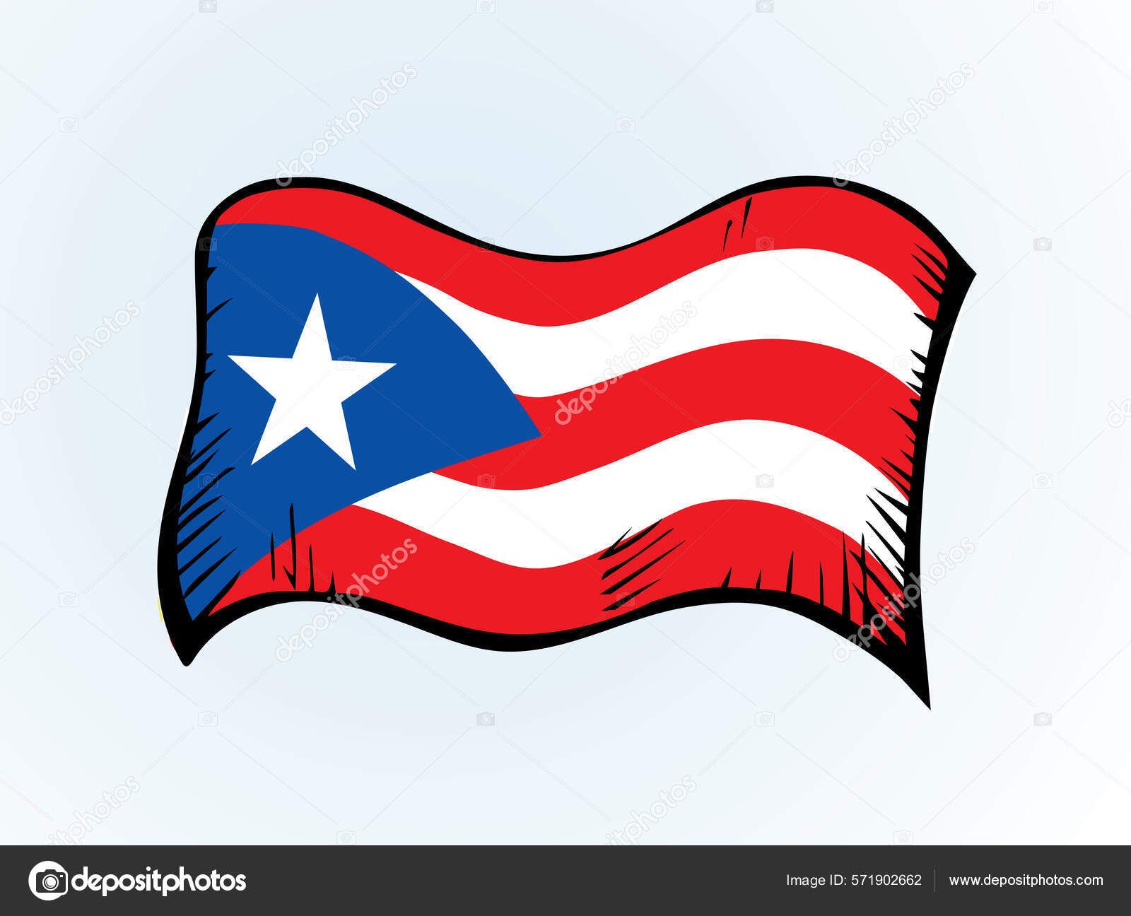Puerto Rican Flag Waving Drawing