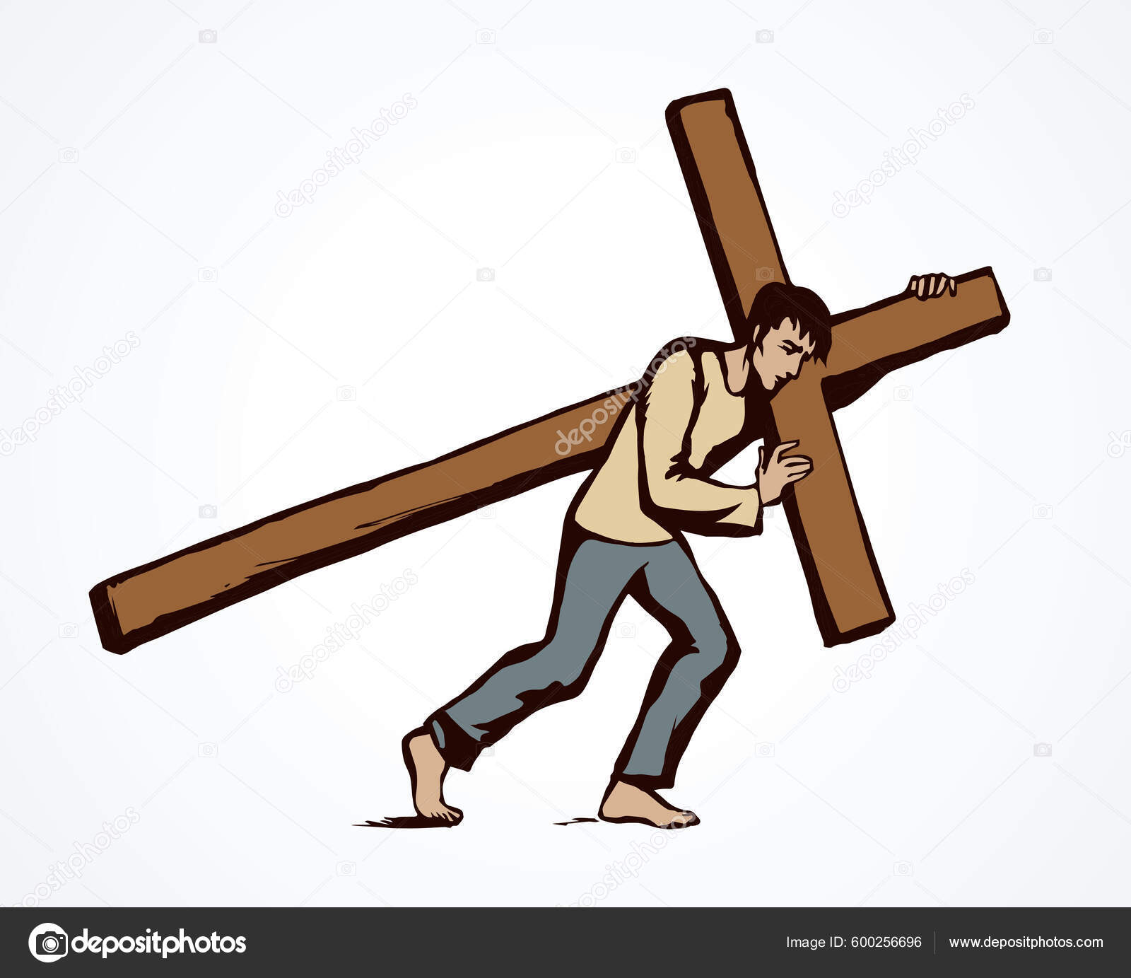 Cruzeiro Antigo Salvador Senhor Bíblico Sofrer Logotipo Estrada Espaço ...