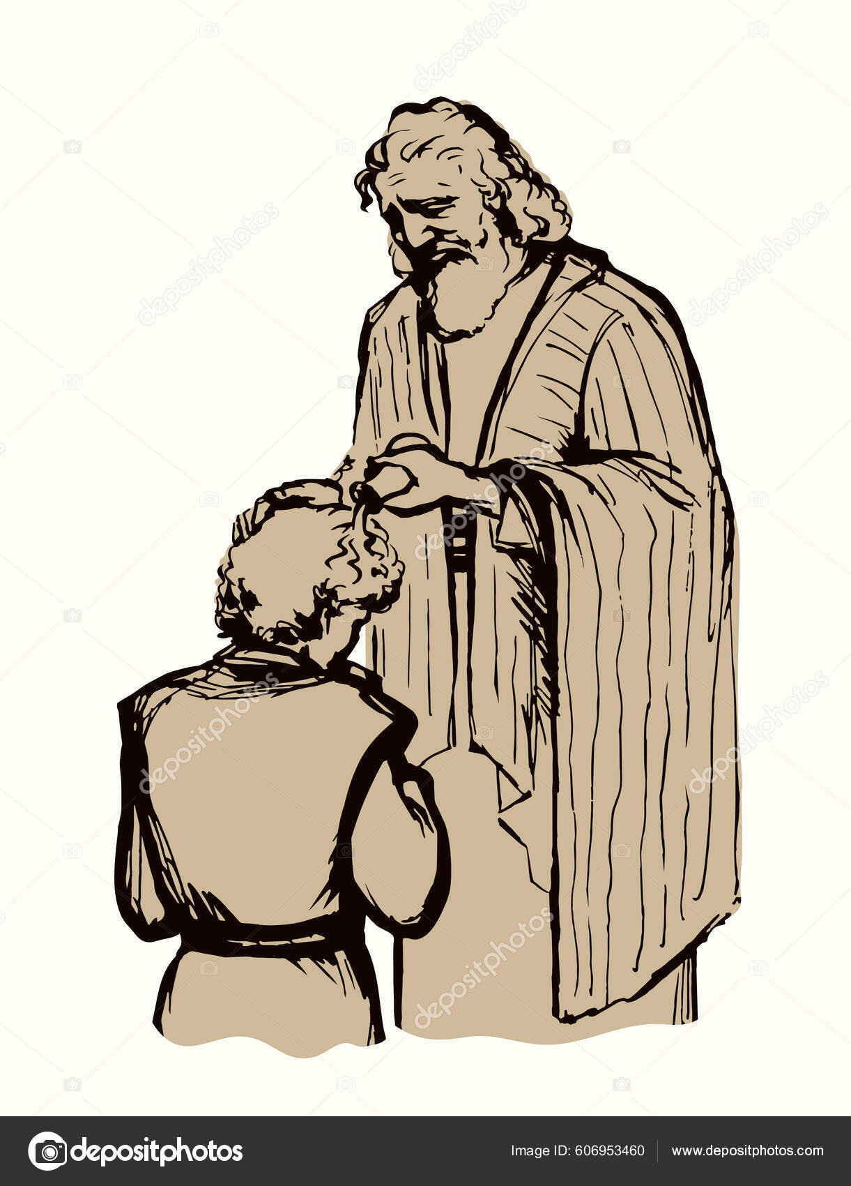 Holy Jew Senior Elder Father Hold Arm Hair Ask God Stock Illustration ...
