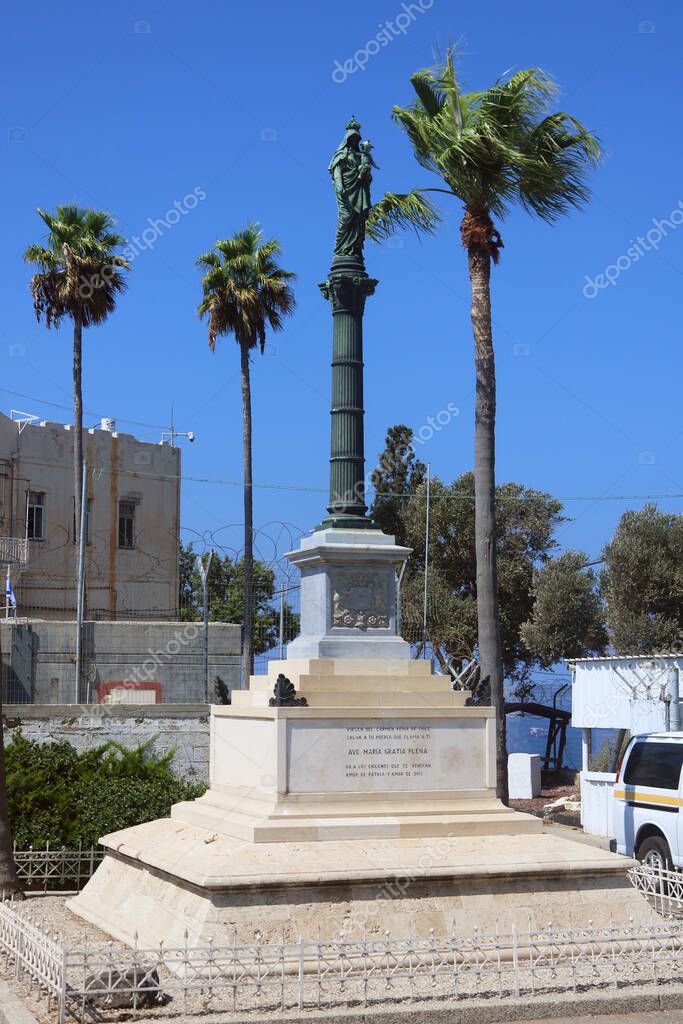 Haifa, Israel - September 18, 2017: Monument to Our Lady of Carmel ...