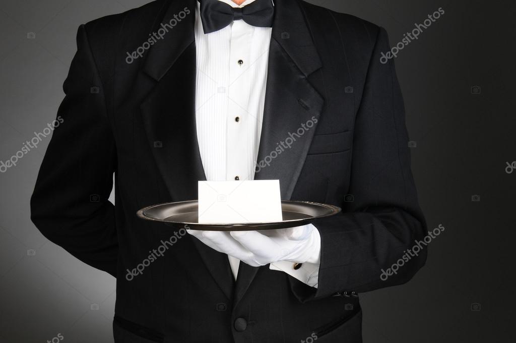 Butler With Note on Tray — Stock Photo © scukrov #14190723