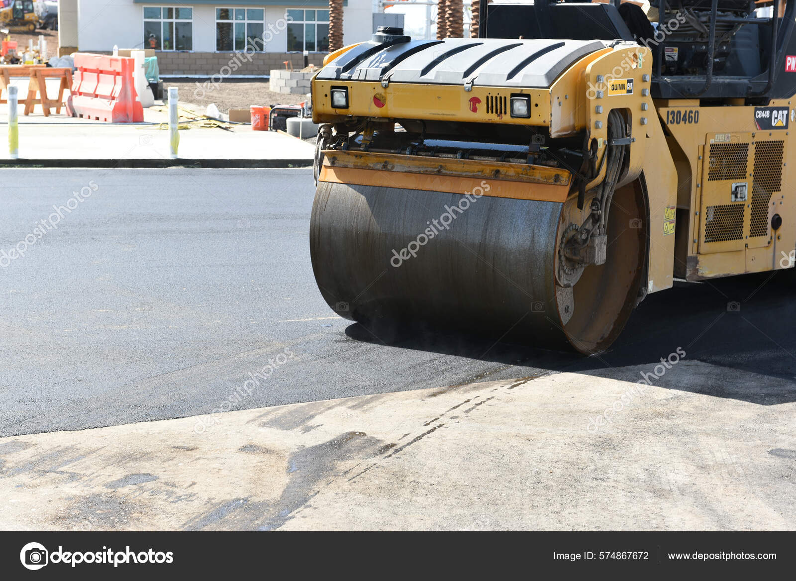 Irvine California June 2022 Closeup Steam Roller New Blacktop Surface ...