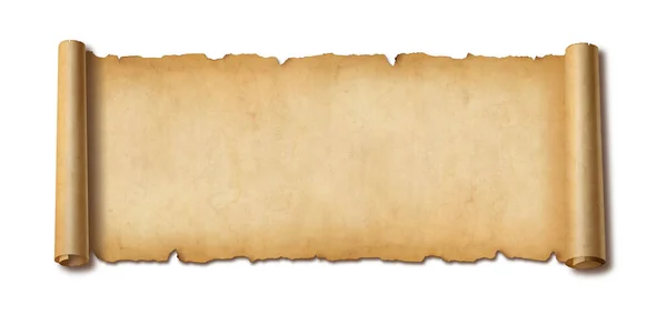 Old Paper Horizontal Banner Parchment Scroll Isolated Black Background ...